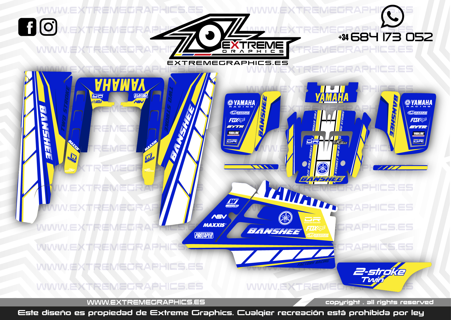 Adhesivos Moto Yamaha Aerox Monster Azul – extremegraphics.es